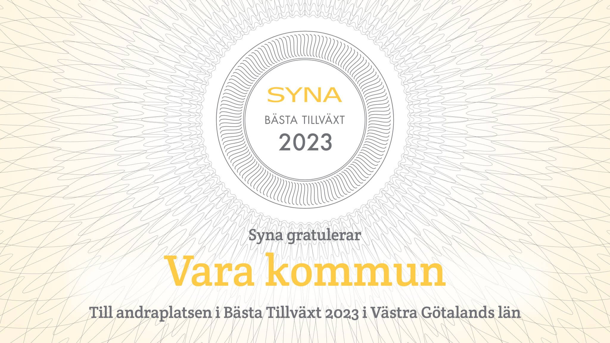 Bästa Tillväxt 2023 - Vara kommun | SYNA